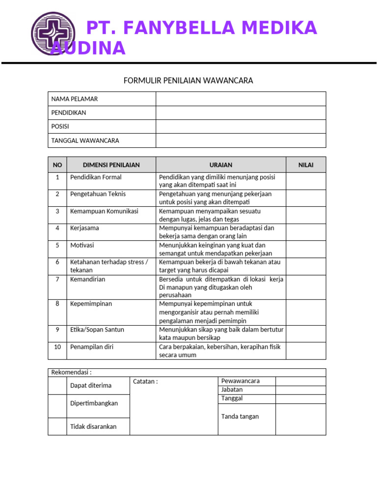 Formulir Wawancara | PDF