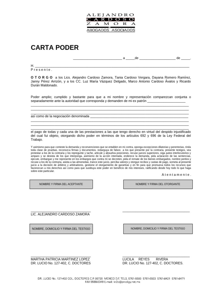 Carta Poder para Reclamo Laboral | PDF | Justicia | Crimen y violencia