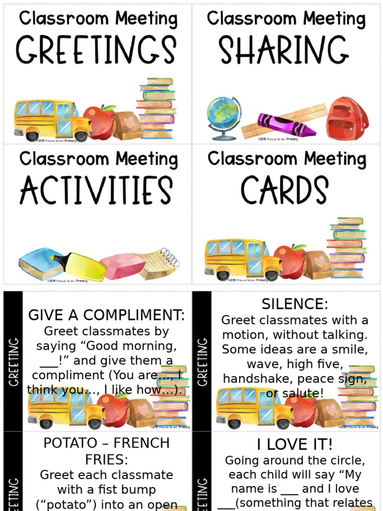 WEEK of Morning Meeting Cards PTBP | PDF