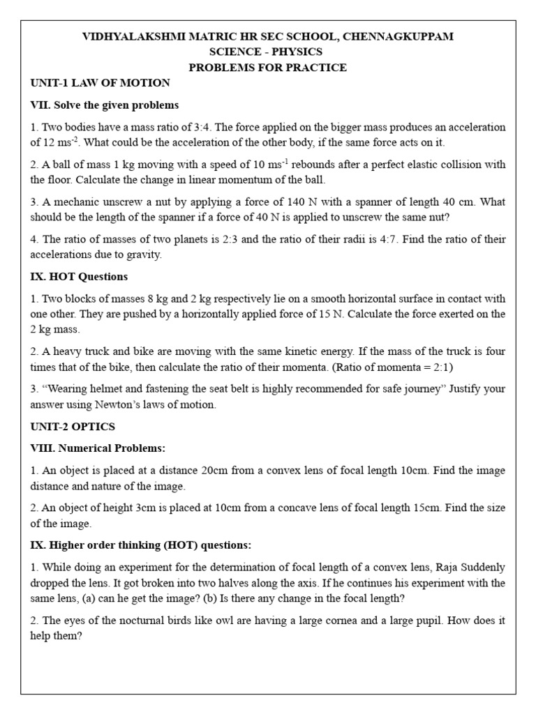 Physics Practice Problems for Students | PDF | Radioactive Decay | Sound