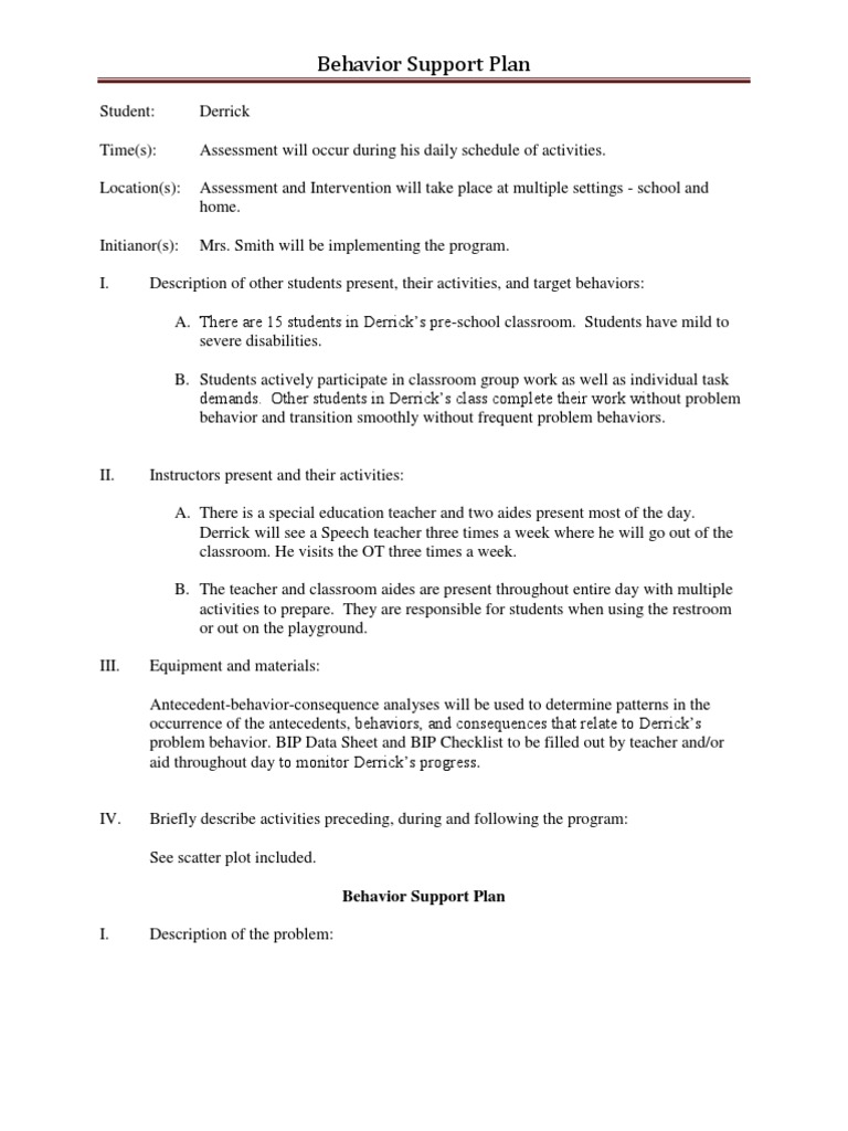 Behavior Support Plan | PDF | Reinforcement | Aggression