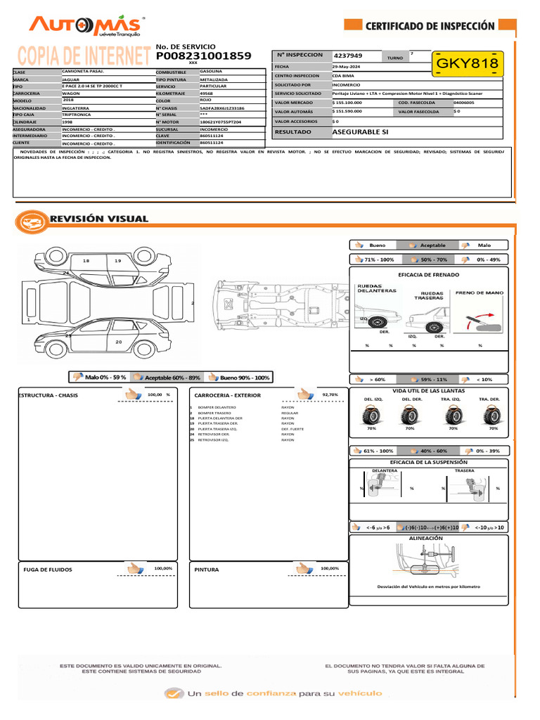 Peritaje de Vehiculo | PDF | Vehículos con tracción delantera ...