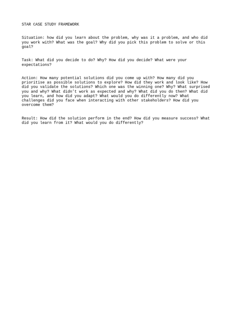 Star Case Study Framework | PDF