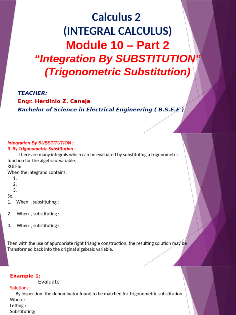 Trigonometric Substitution in Integration | PDF