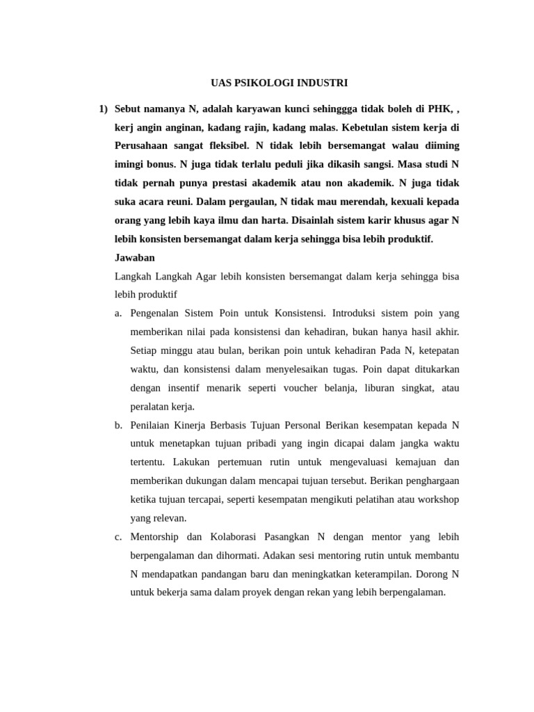 Uas Psikologi Industri | PDF