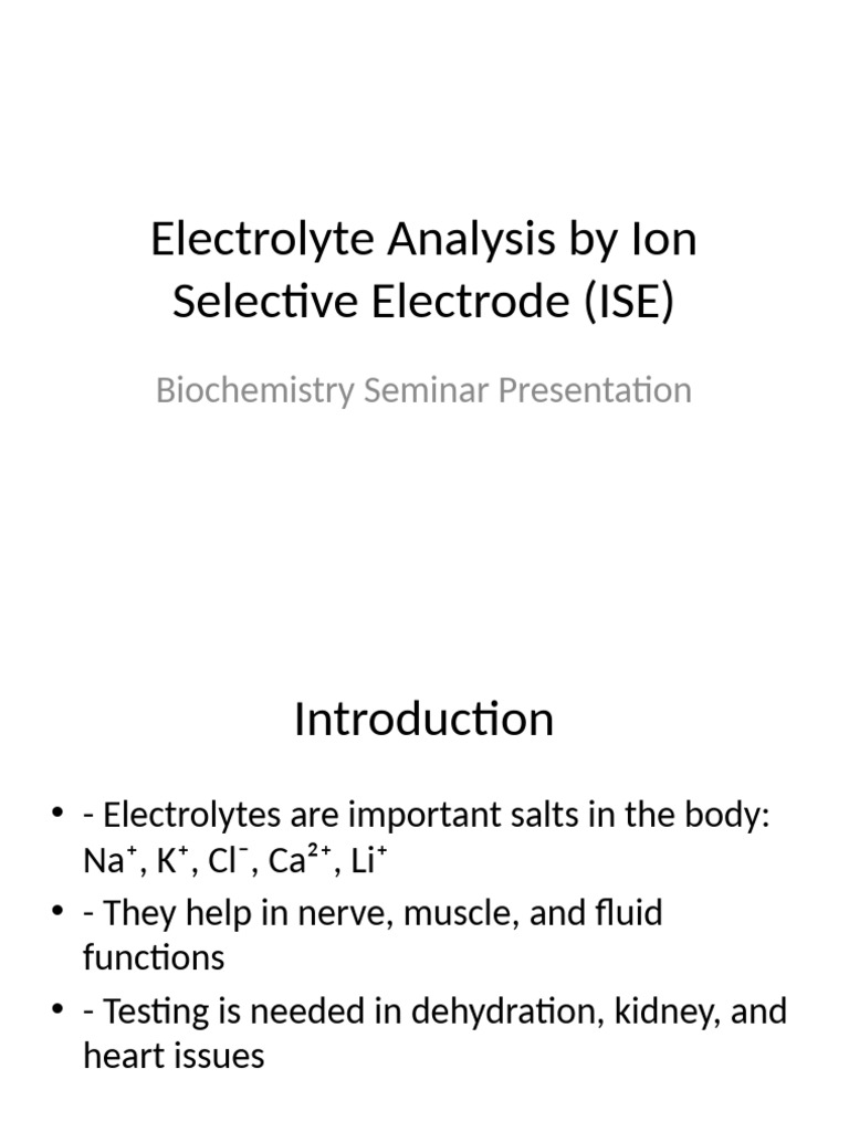Electrolyte Analysis by ISE Presentation | PDF