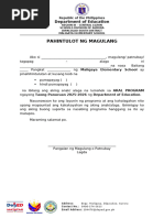 Parental Consent Form. Aral Program.... | PDF