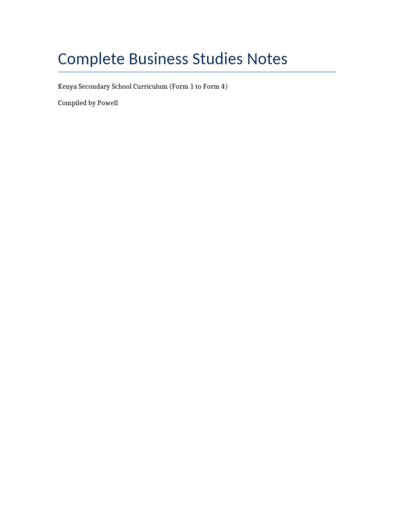 Comprehensive Business Studies Notes | PDF
