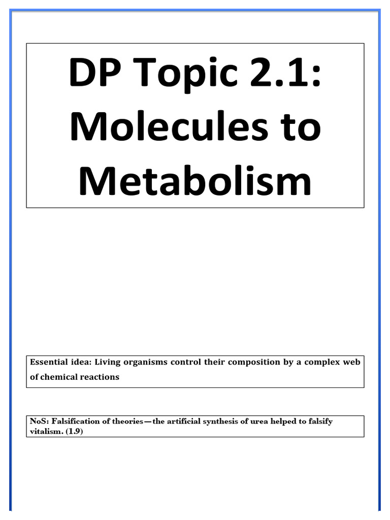 DP Topic 2.1 Workbook | PDF | Chemical Bond | Carbohydrates