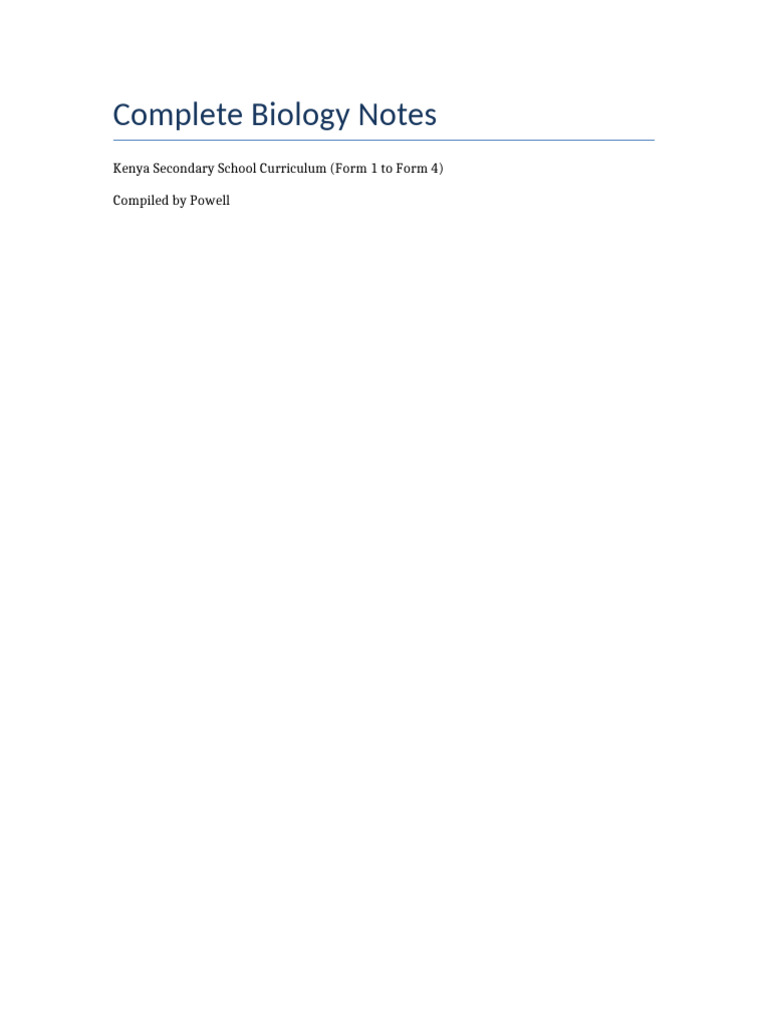 Complete Biology Notes for Form 1-4 | PDF