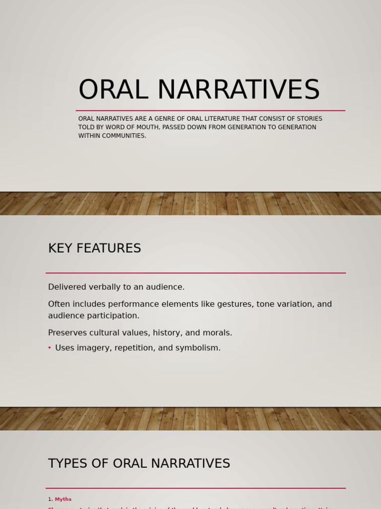 Types and Features of Oral Narratives | PDF | Narrative | Storytelling