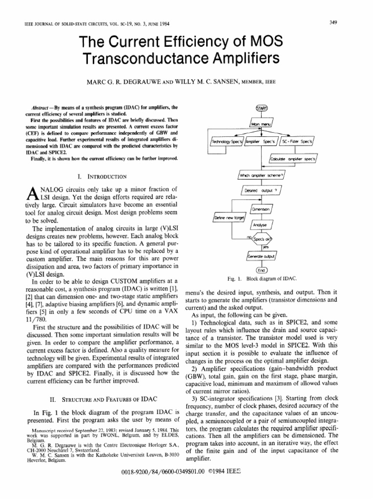 The Current Efficiency of MOS Transconductance Amplifiers | PDF ...