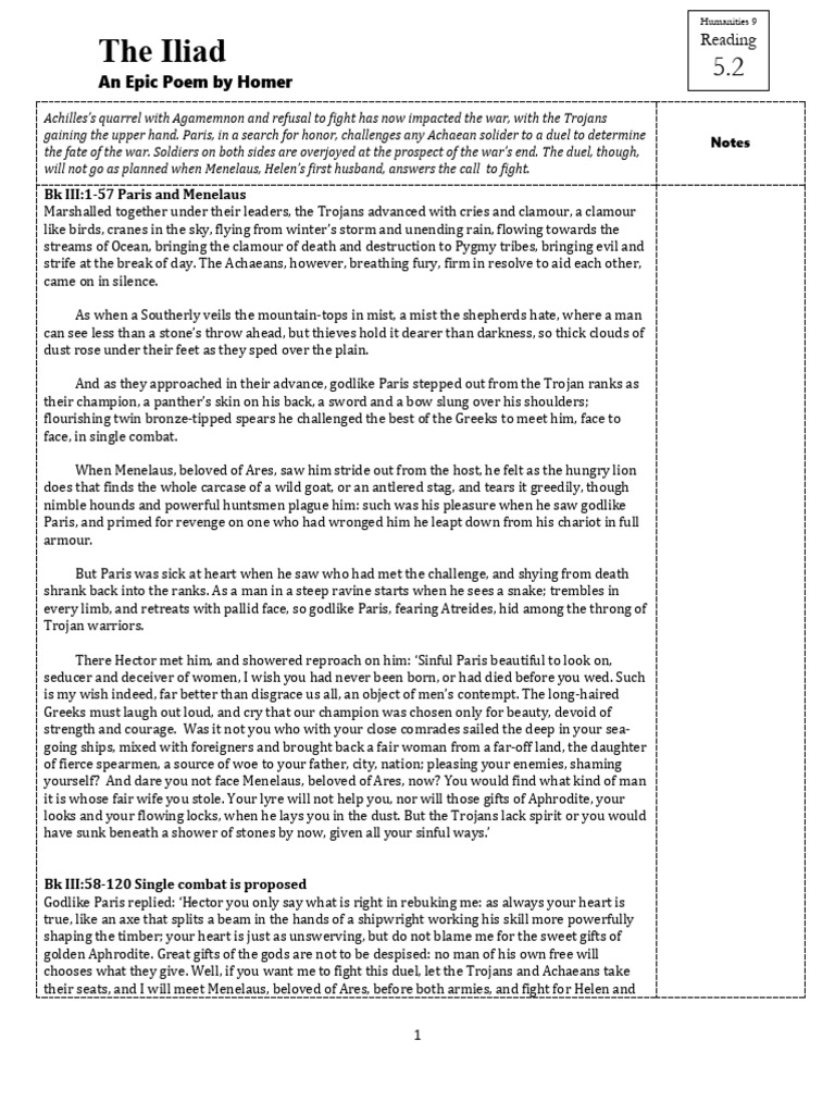 5.2 Reading - The Iliad Selection #2 | PDF | Hector | Iliad