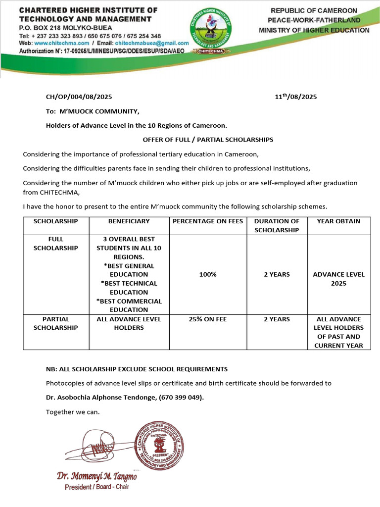 Chitechma Scholarship Awards-1 | PDF