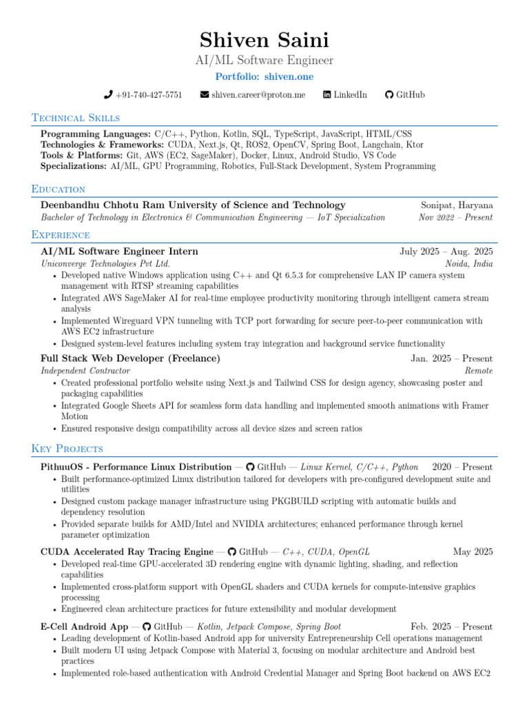 Shiven Das: AI/ML Engineer Profile | PDF | Shader | Software Development