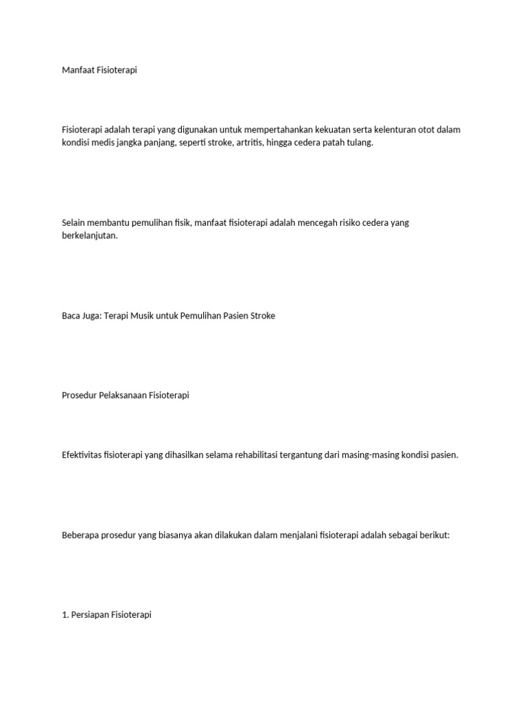 Ruang Fisioterapi di Rumah Sakit | PDF