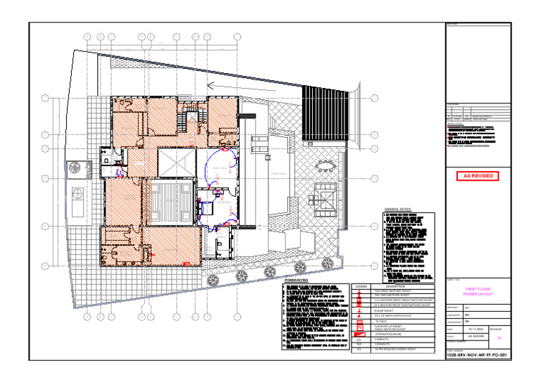 1028-Brv-Nov-Mp-Ff-Po-001 R1 - First Floor Power Layout | PDF | Room | Interior Design