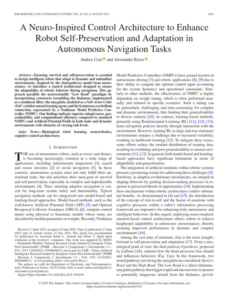 Neuro-Inspired Control for Robot Adaptation | PDF | Robotics | Emotions