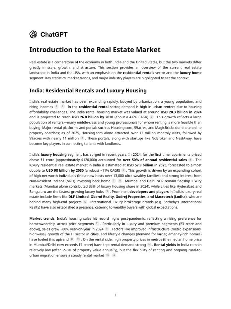 India vs USA Real Estate Overview | PDF | Mortgages | Lease