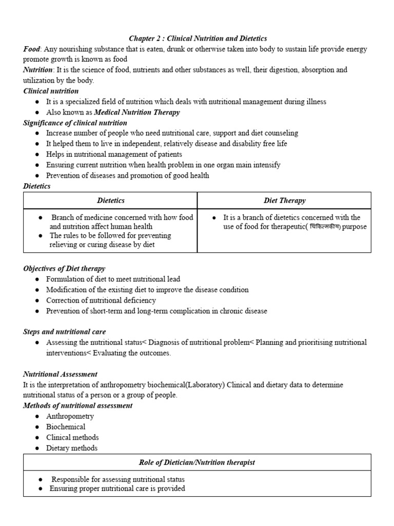 Clinical Nutrition and Dietetics Overview | PDF | Nutrition | Diet ...