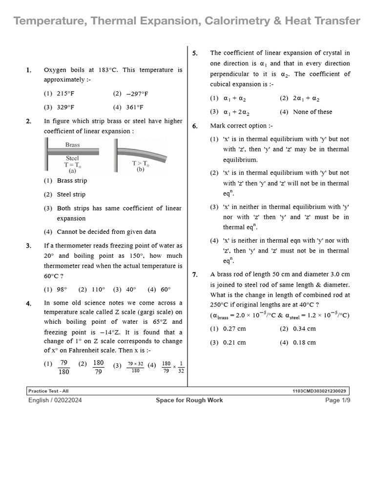 Thermal Properties and Temperature Calculations | PDF | Thermal ...