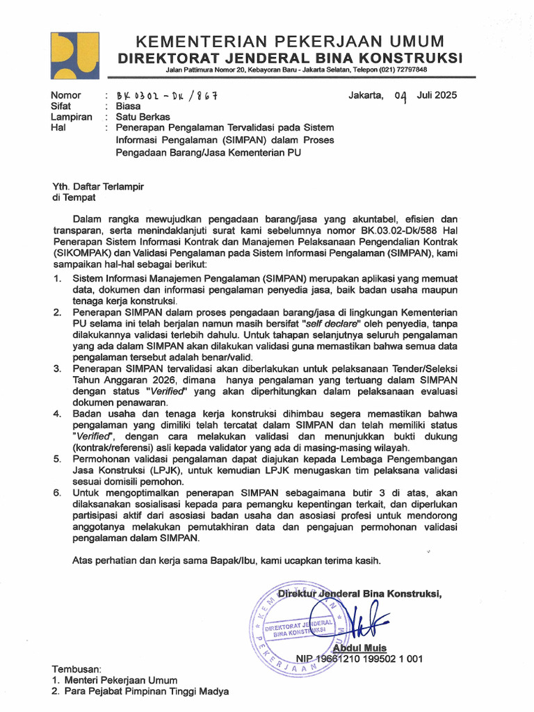 BK0302Dk-867 Penerapan Pengalaman Tervalidasi Pada SIMPAN Dalam Proses PBJ Kementerian | PDF