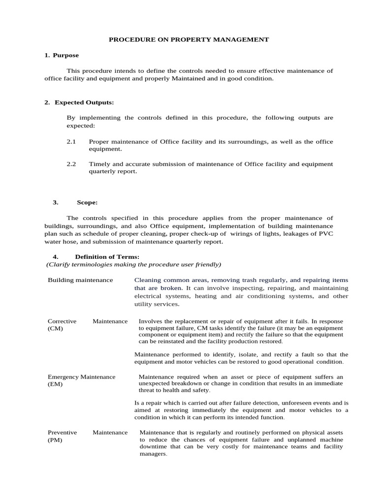 Office Facility Maintenance Procedure | PDF | Systems Engineering | Safety