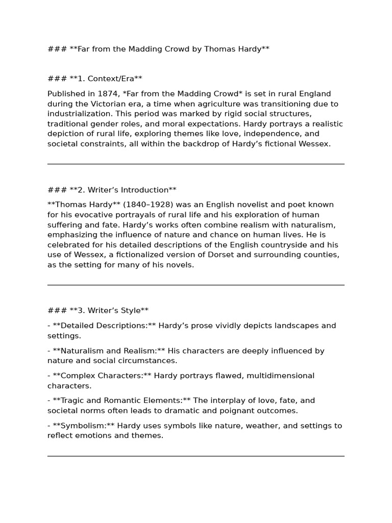 Far From The Maddening Crowd by Thomas Hardy | PDF | Far From The ...