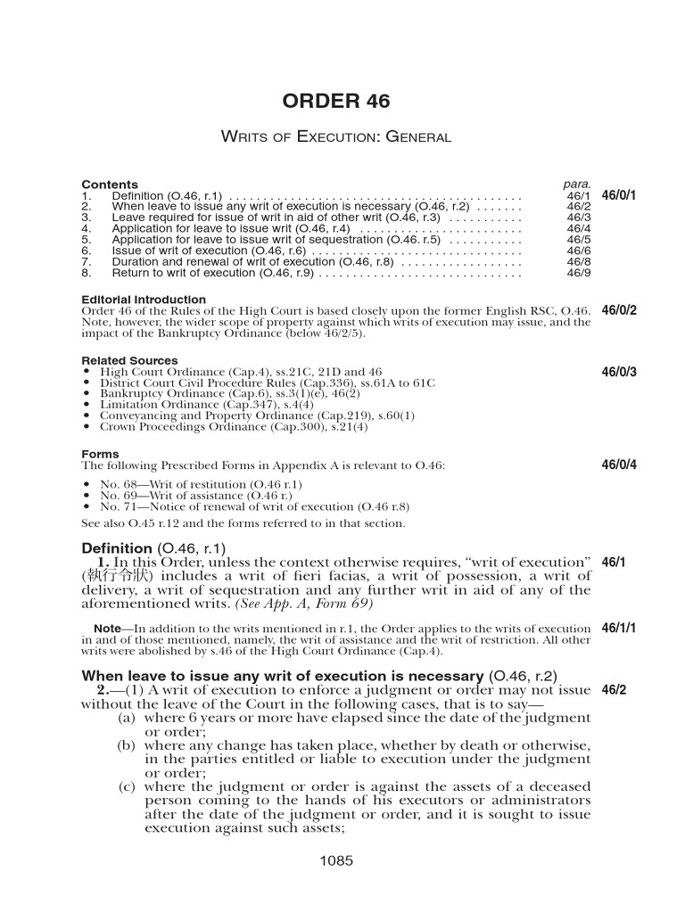 Writs of Execution: Rules Overview | PDF | Judgment (Law) | Bankruptcy