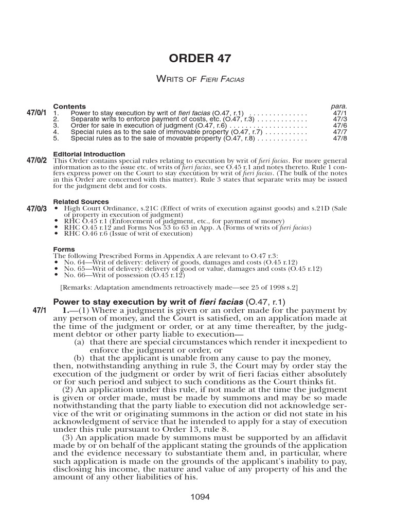HKWB2025-047 - Writs of Fi Fa | PDF | Bankruptcy | Judgment (Law)