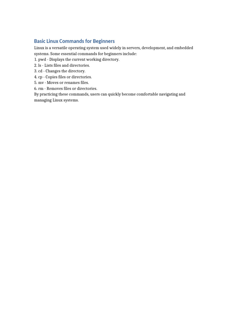 Basic Linux Commands For Beginners | PDF