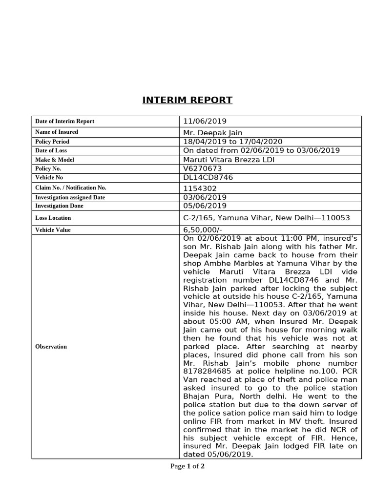 Interim Report Format | PDF