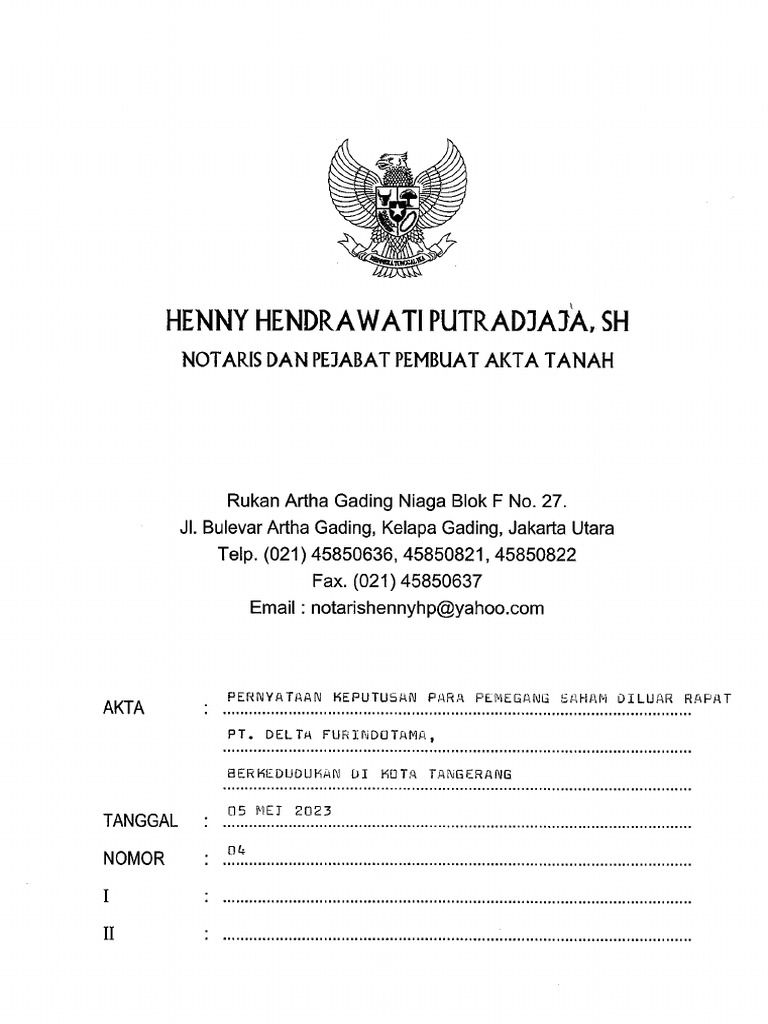 04. Akta Perubahan Terakhir No 4 Mei 2023 (1) | PDF
