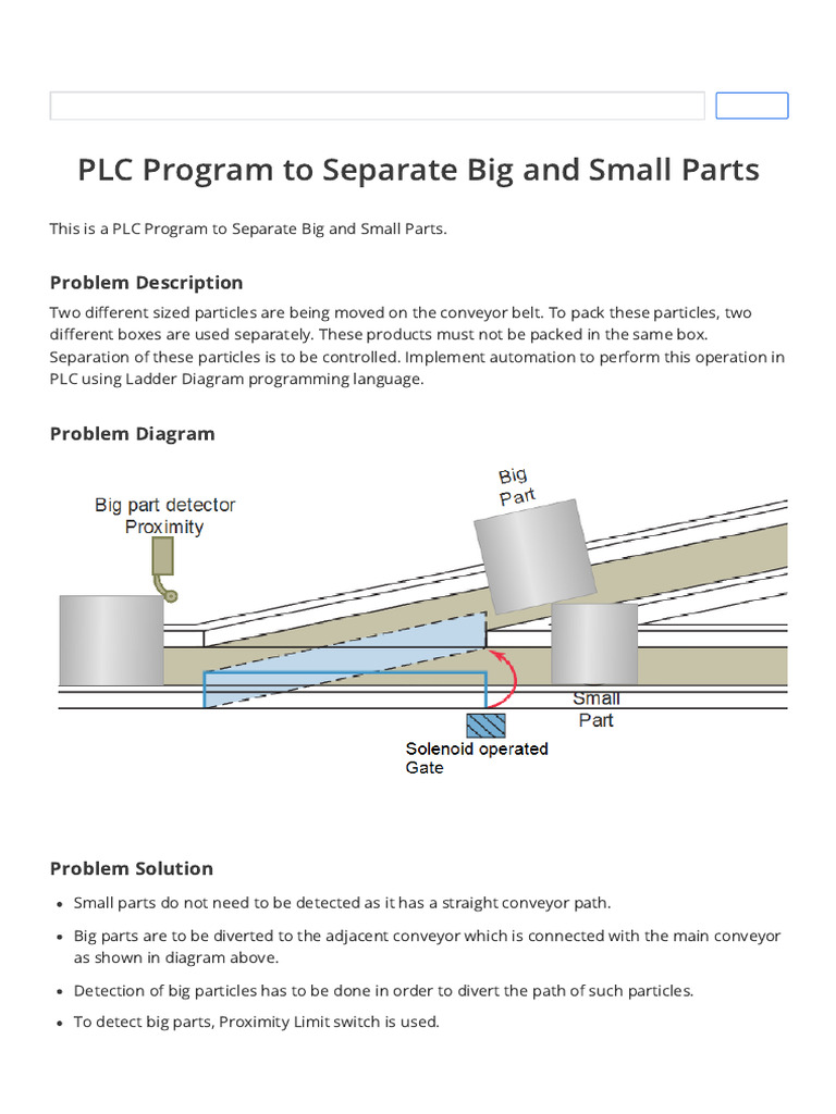44 - Big and Small Parts Separation Problem in PLC - Sanfoundry | PDF ...