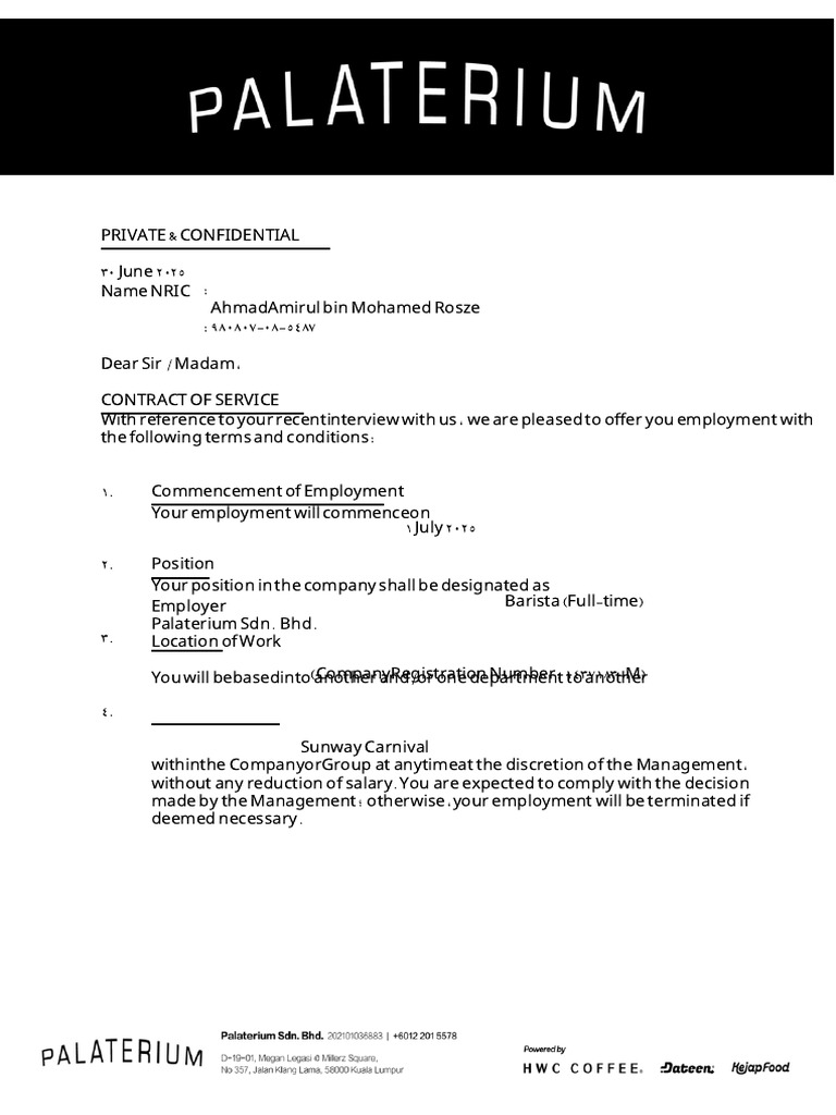Appointment Letter - Ahmad Amirul Bin Mohamed Rosze.pdf | PDF ...