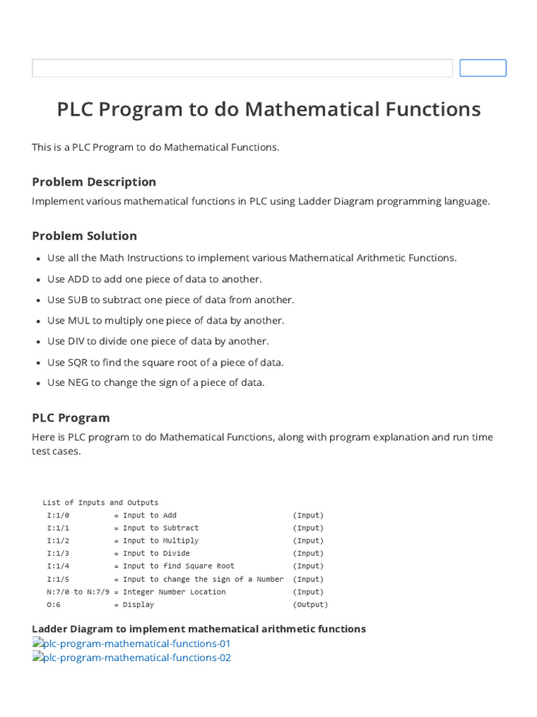 7 - PLC Math Functions - Sanfoundry | PDF | C++ | Arithmetic