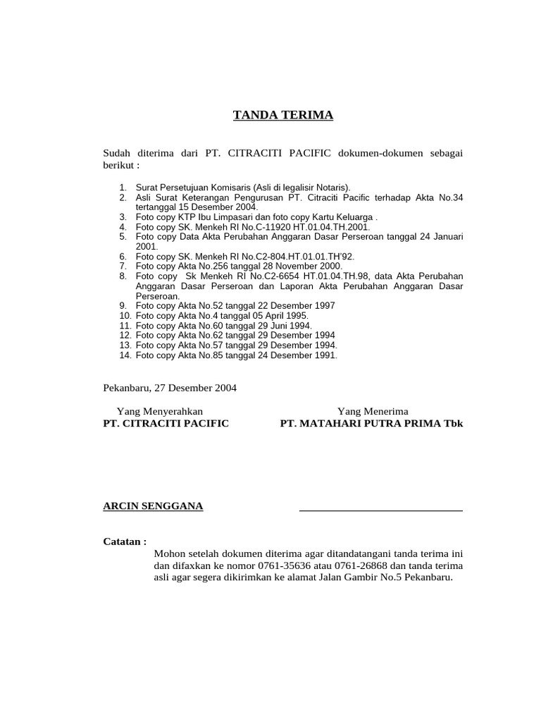 Tanda Terima | PDF