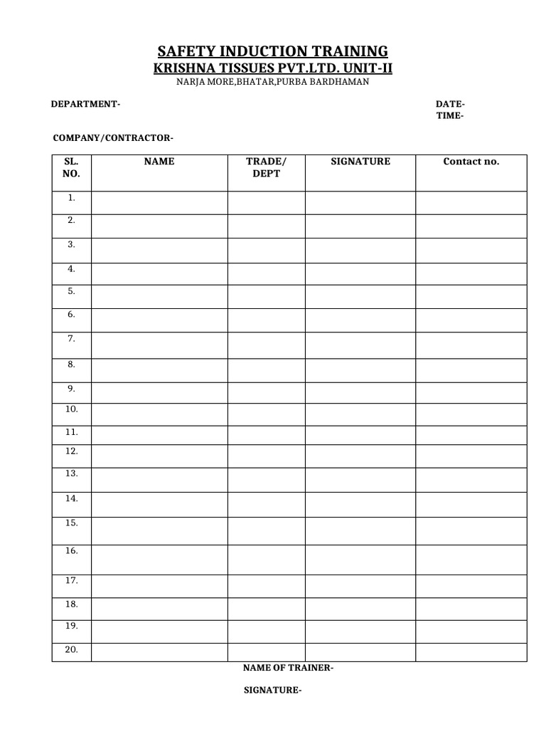 Safety Induction Training | PDF