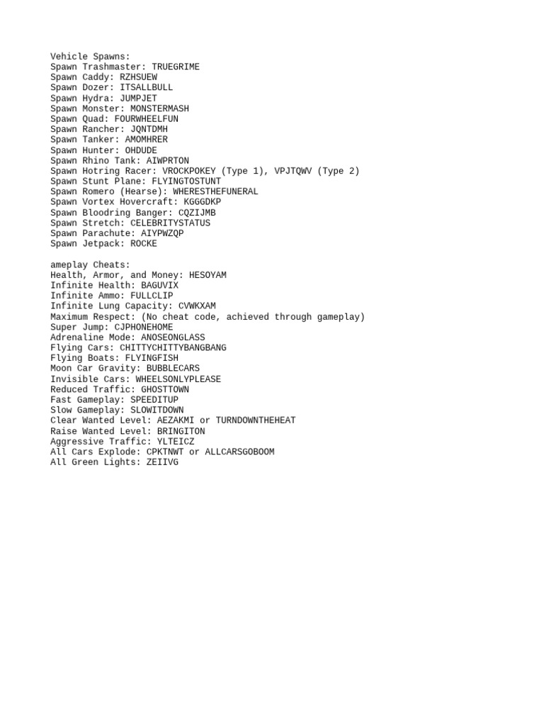 Gtasa Code | PDF