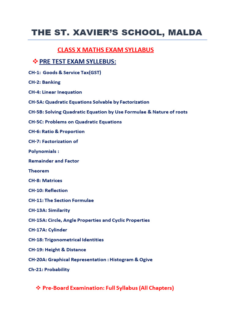 Maths Syllabus | PDF
