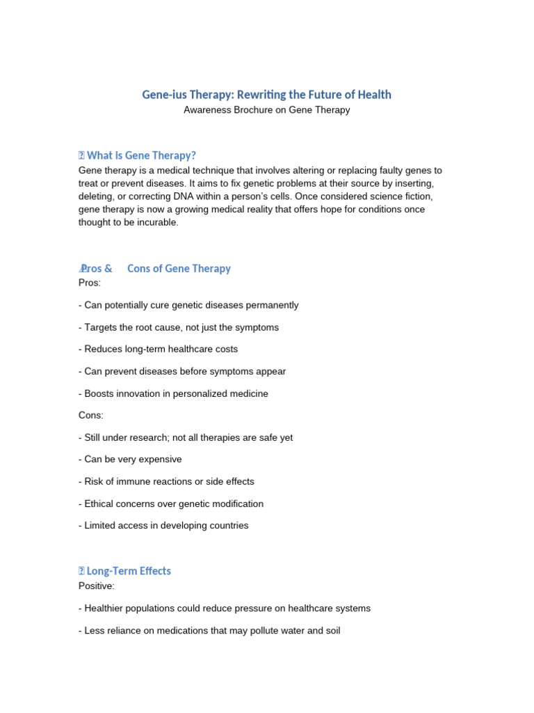 Gene Therapy Brochure | PDF