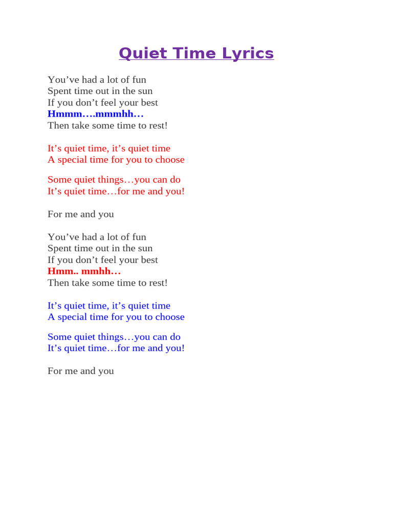 Quiet TIme | PDF