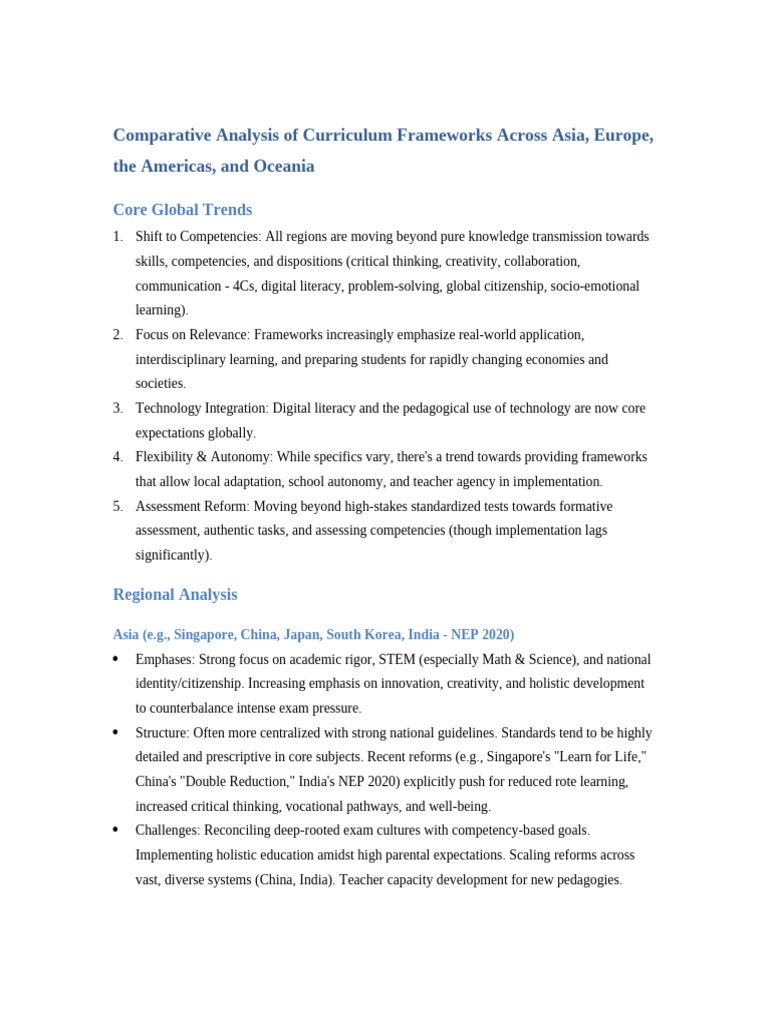 Curriculum Frameworks Comparative Analysis | PDF | Curriculum | Pedagogy
