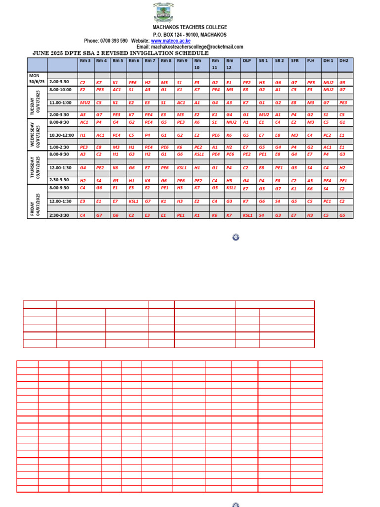 DPTE SBA 2 2025 Revised Invigilation Schedule | PDF | Chess | Chess Theory