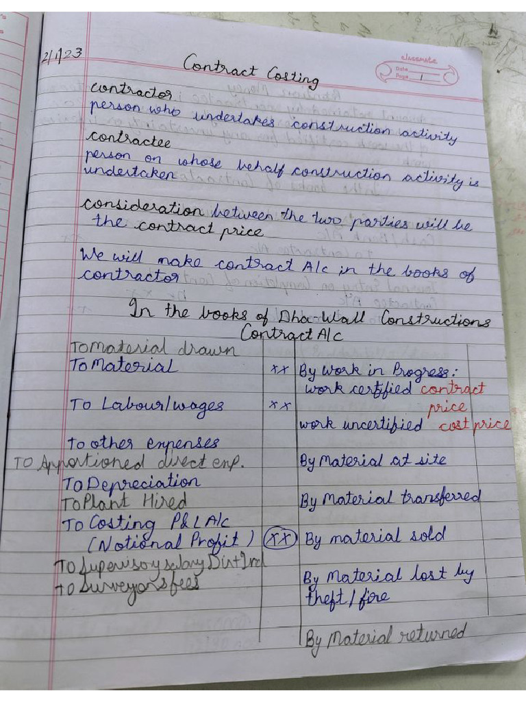 Contract Costing Pdf