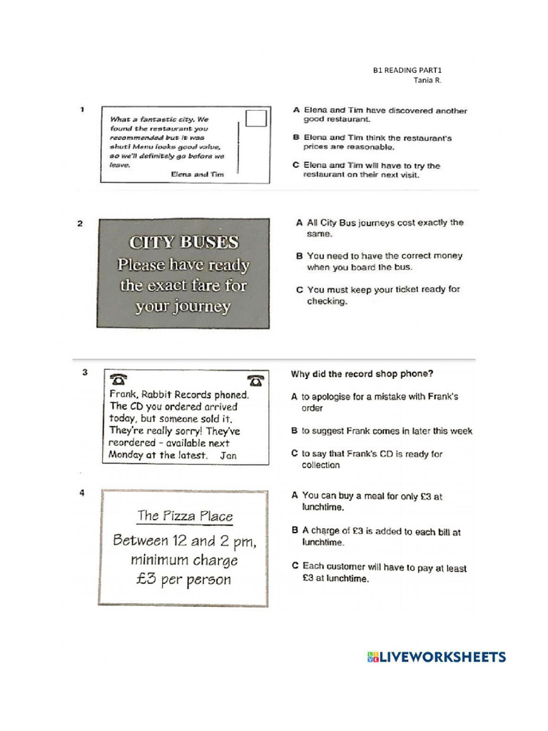 Worksheet 1434980 | PDF