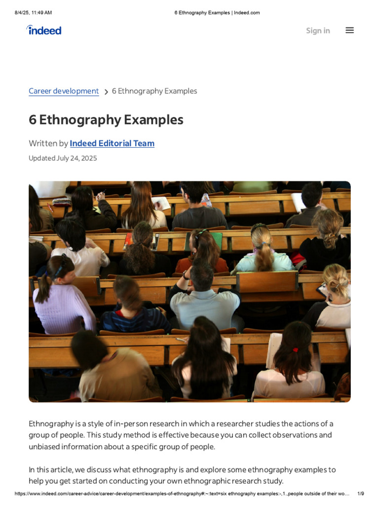 6 Ethnography Examples - Indeed - Com-U2 | PDF | Ethnography | Social Psychology