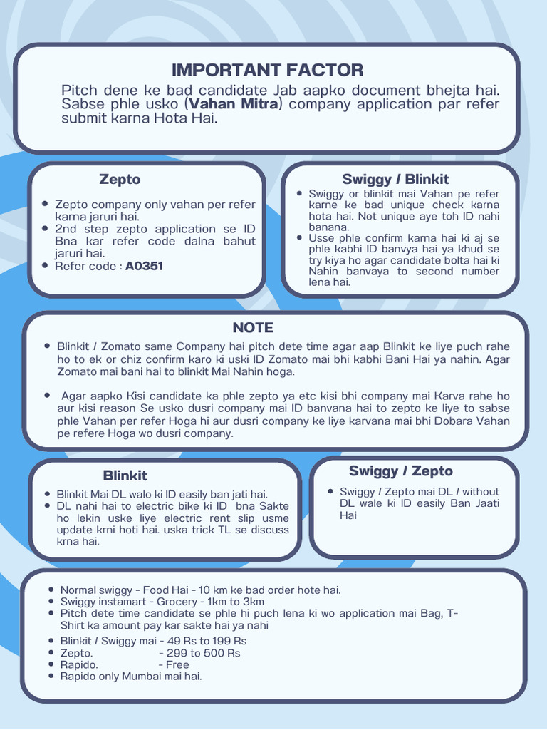 Zepto ID Registration Guidelines | PDF