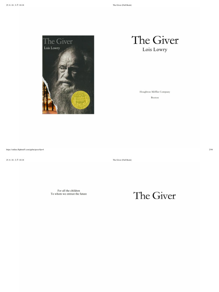 The Giver (Full Book) | PDF