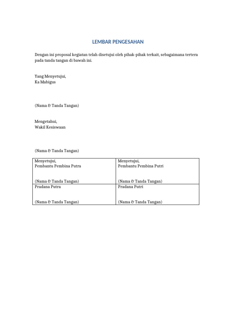 Lembar Pengesahan Proposal | PDF